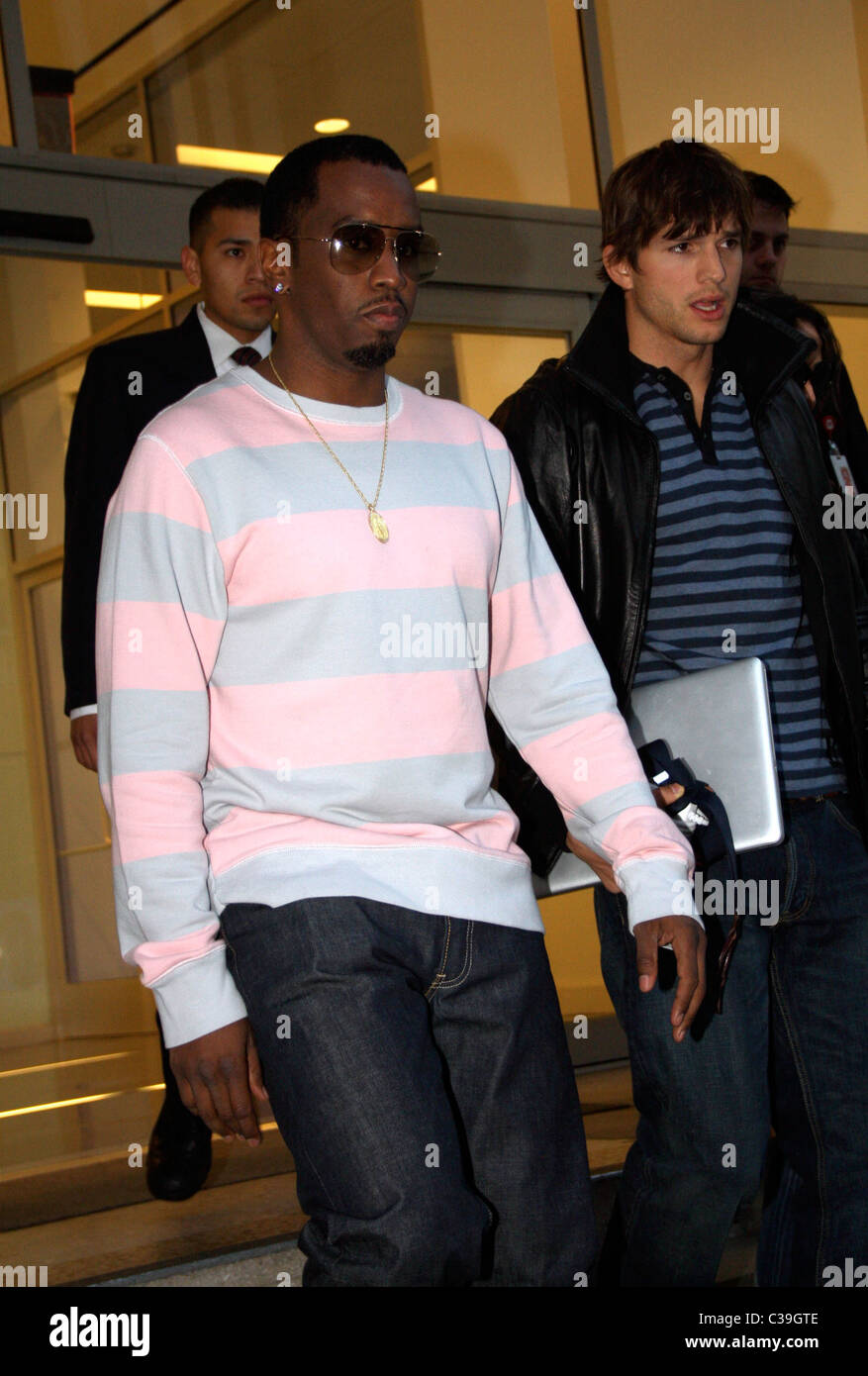 Ashton Kutcher and Sean ' P. Diddy' Combs seen leaving the CNN building ...
