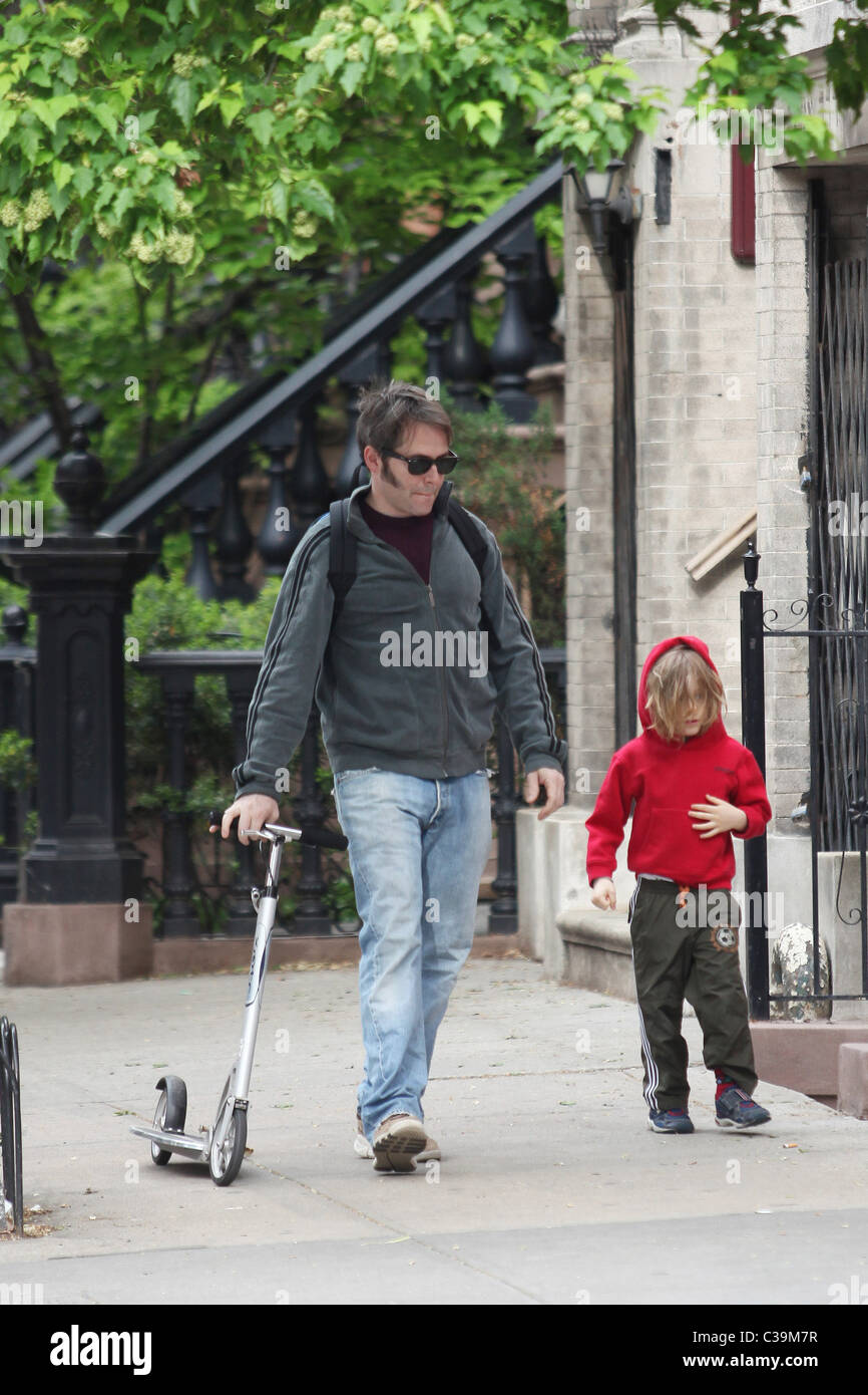 Matthew Broderick gives his son James Wilkie Broderick a push on his ...