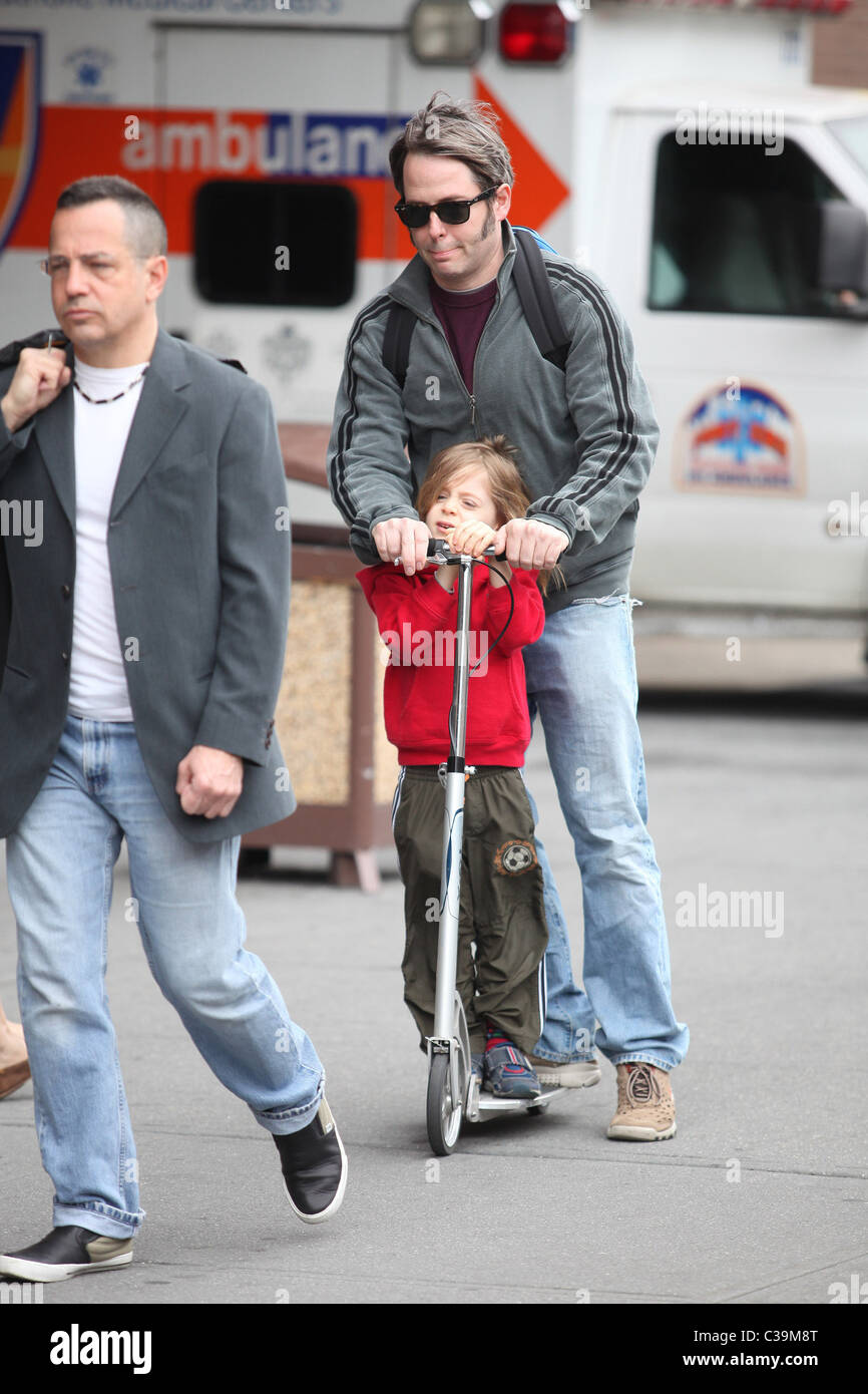 Matthew Broderick gives his son James Wilkie Broderick a push on his ...