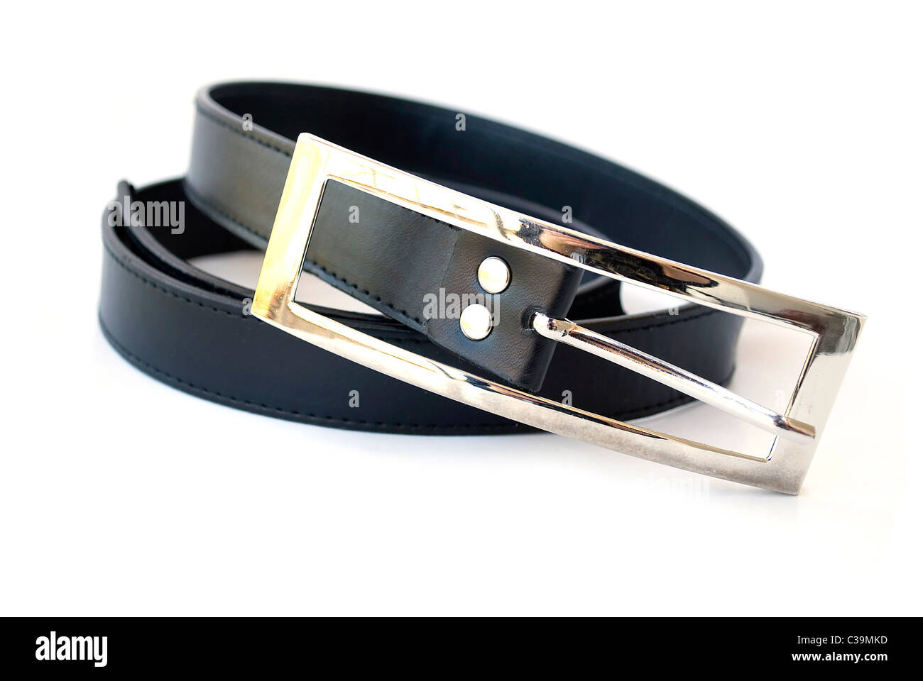 Elegant black belt isolated on white background Stock Photo - Alamy