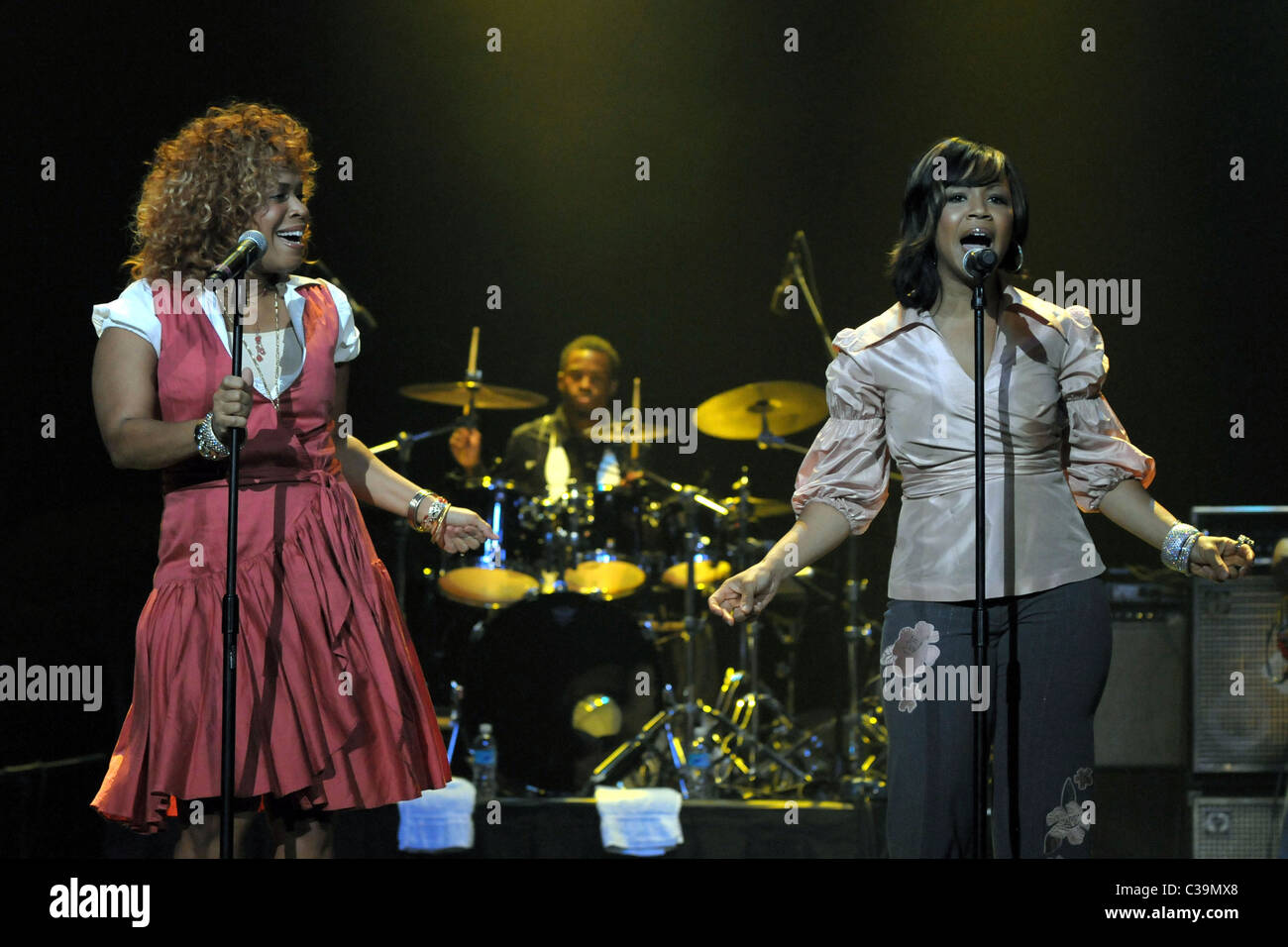 Erica Monique Atkins and Tina Evertte Atkins of Mary Mary performs live ...