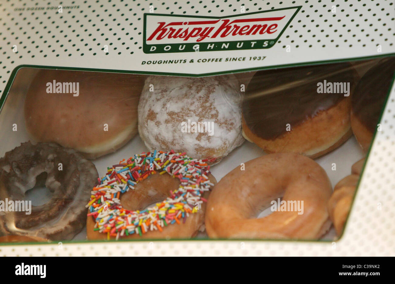 A selection of Krispy Kreme doughnuts on display Stock Photo - Alamy