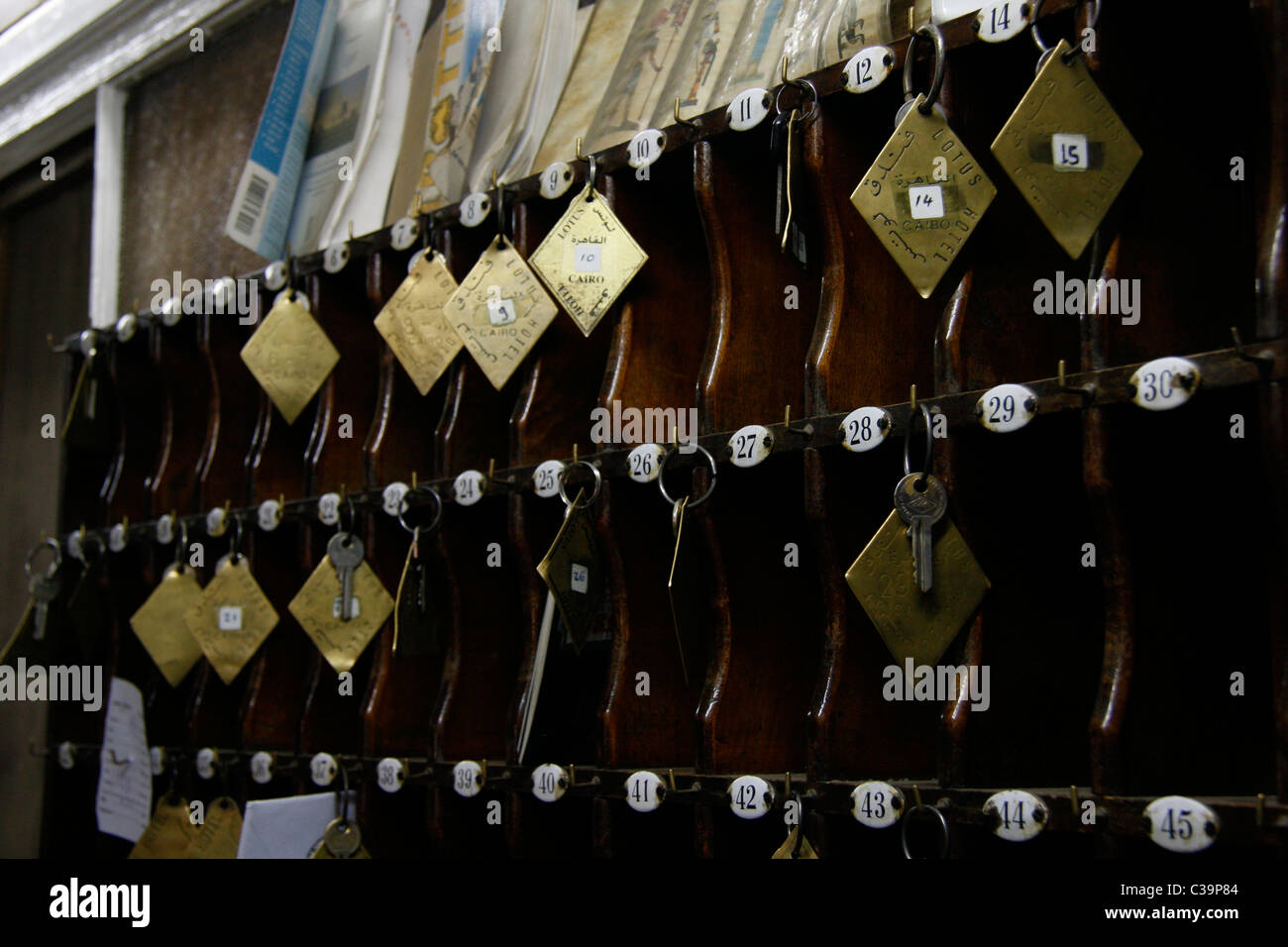 Guests´s keys at the art deco Lotus Hotel, Cairo, Egypt Stock Photo - Alamy