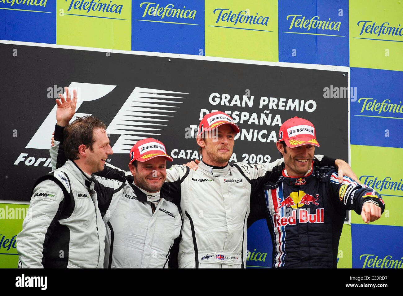 Ross Brawn, Rubens Barrichello, Jenson Button and Mark Webber 2009 ...