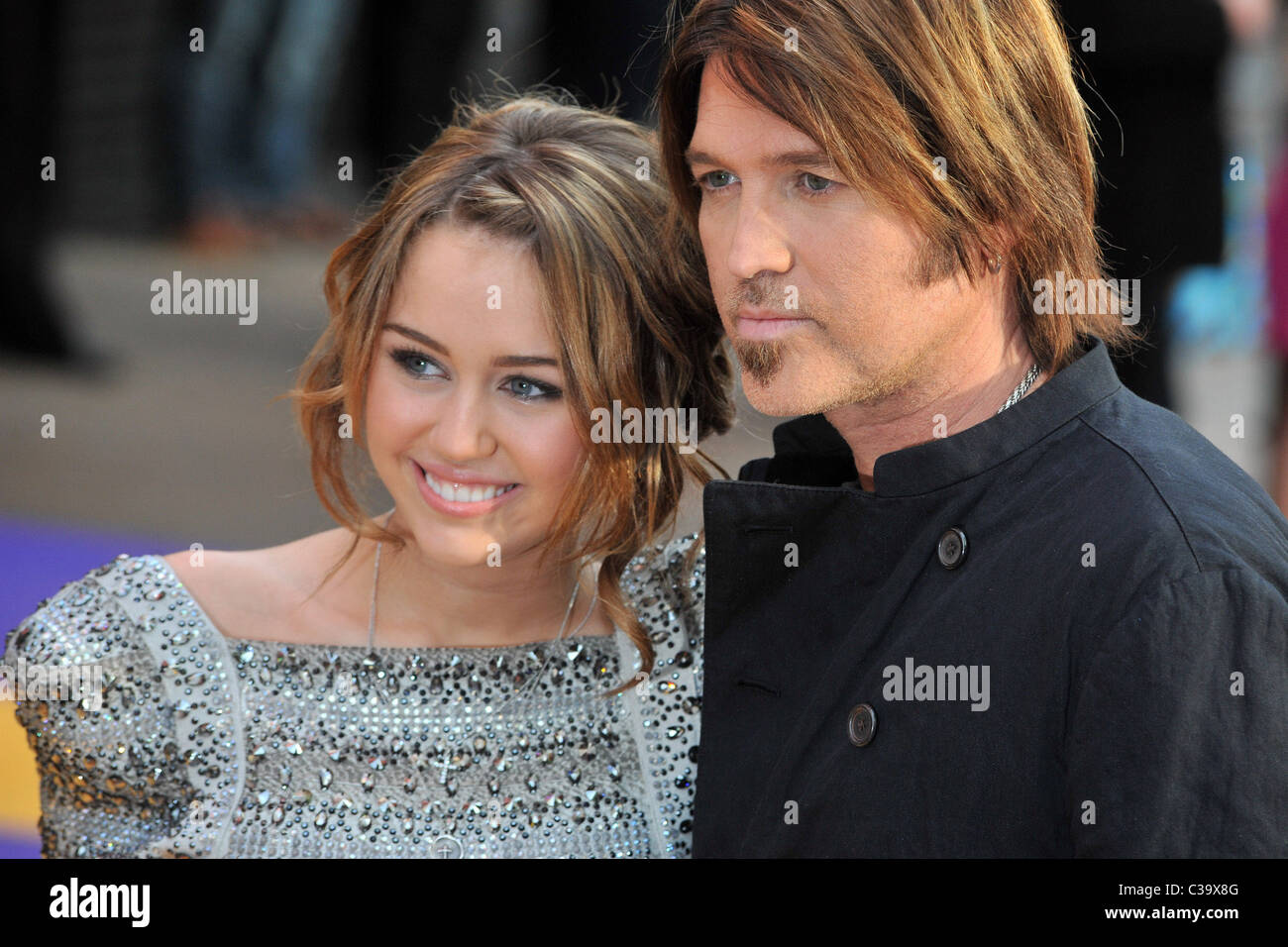 Miley Cyrus and Billy Ray Cyrus Hannah Montana UK premiere held at the ...