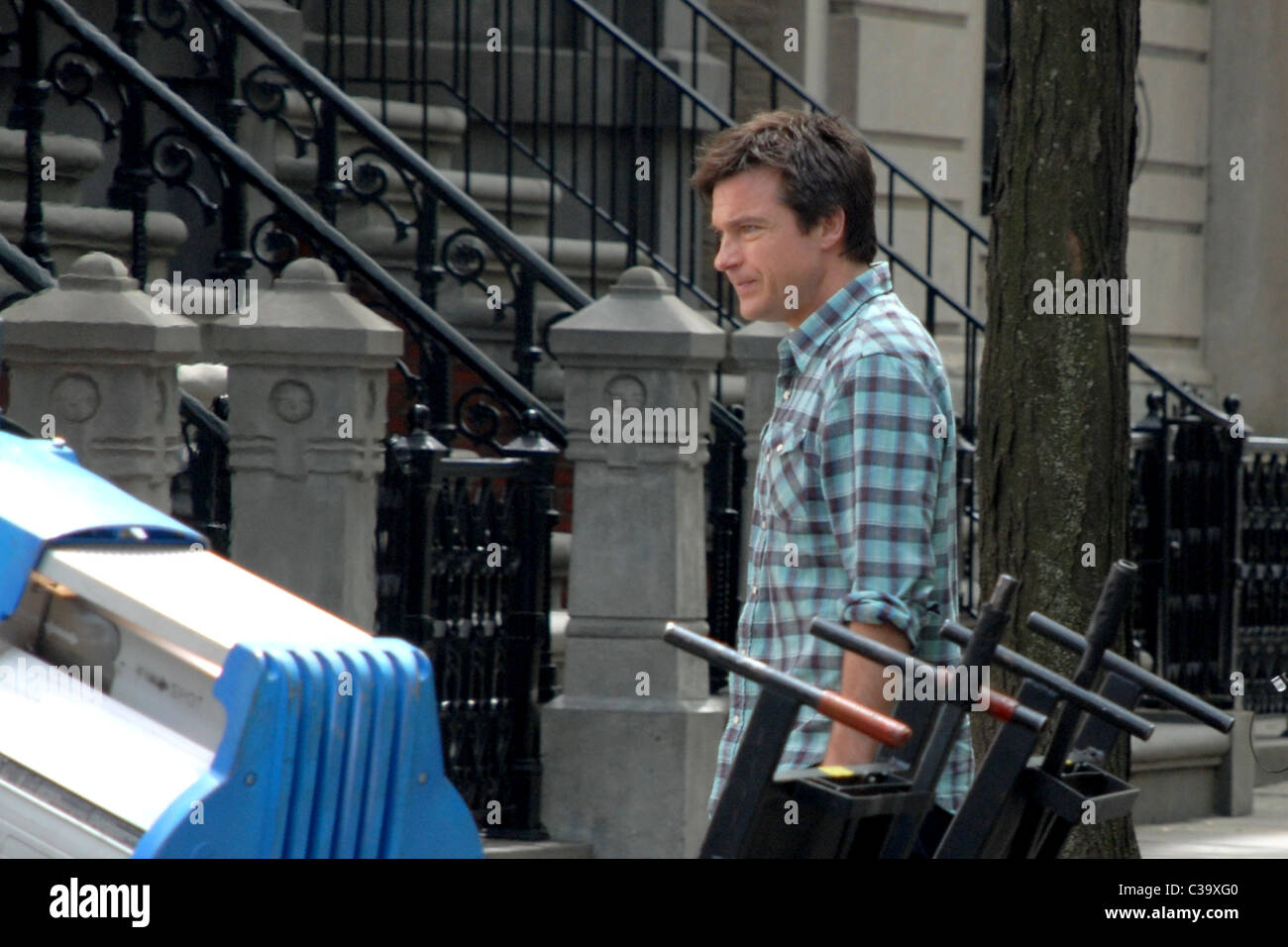 Jason Bateman films a scene for his new film 'The Baster' New York City ...