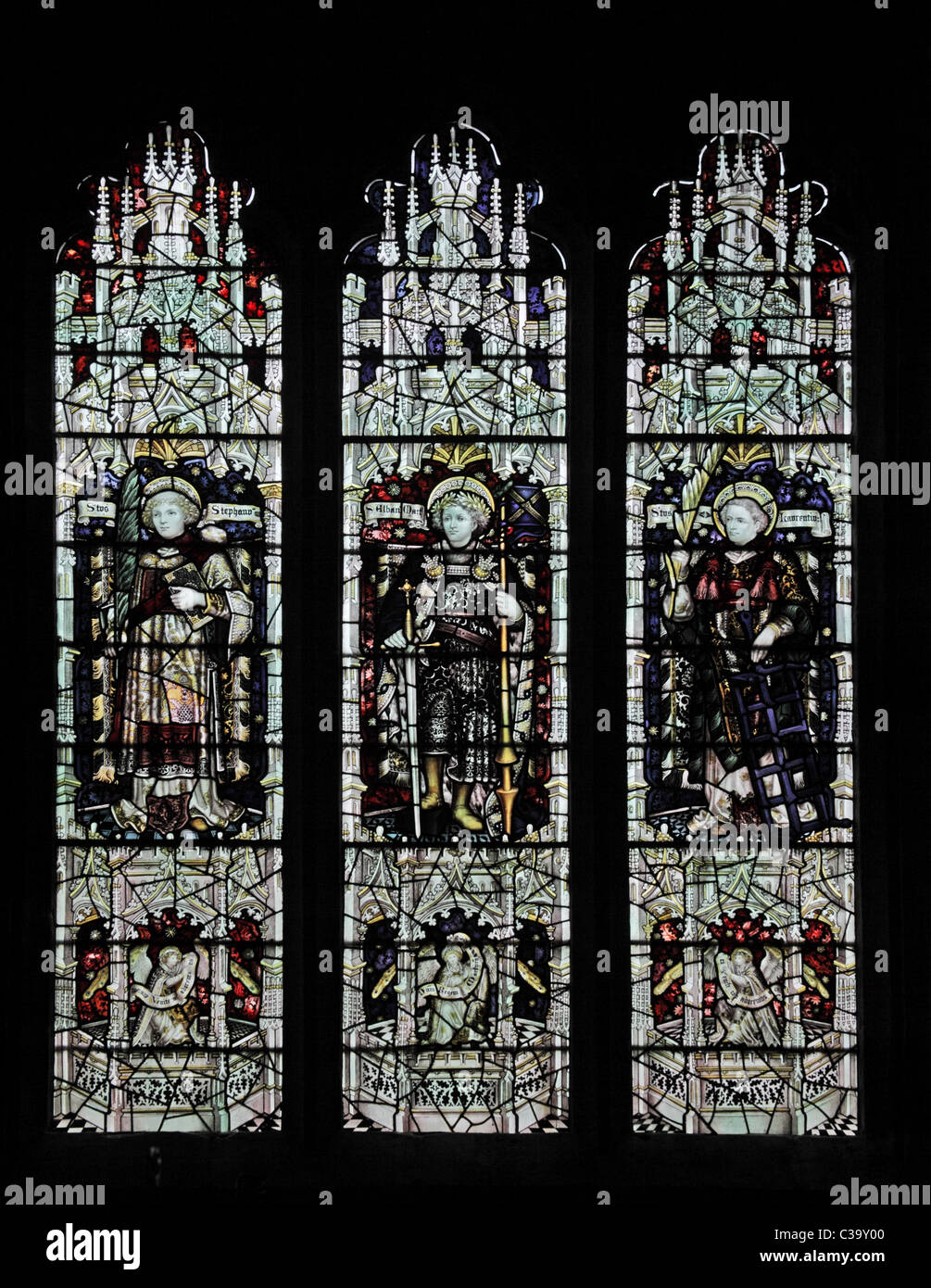 A stained glass window by C E Kempe & Co. depicting Saints Stephen ...