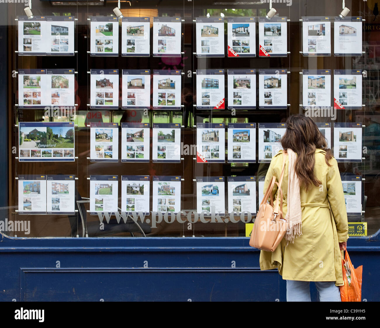 A person looks into the window of an estate agent Stock Photo - Alamy