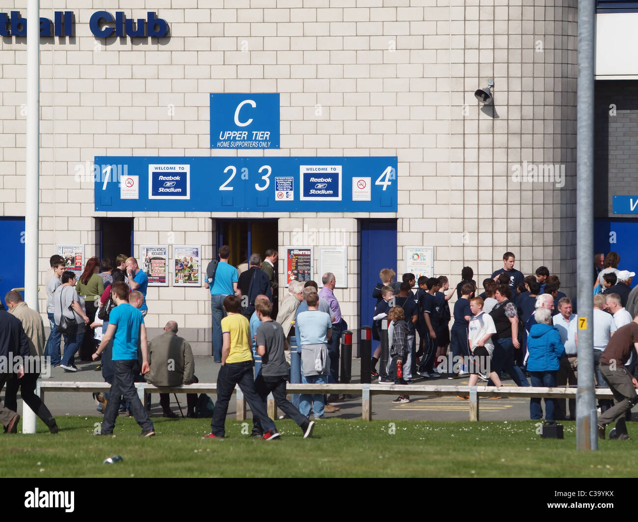 Fans queuing for entry at the Reebok Stadium, the home ground of Bolton ...