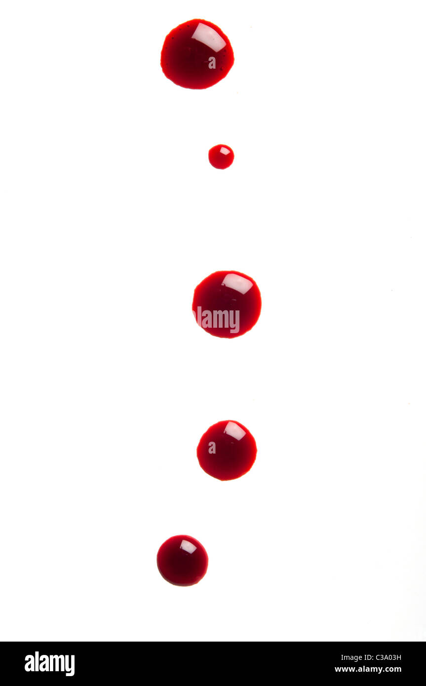 row of blood drops isolated Stock Photo - Alamy