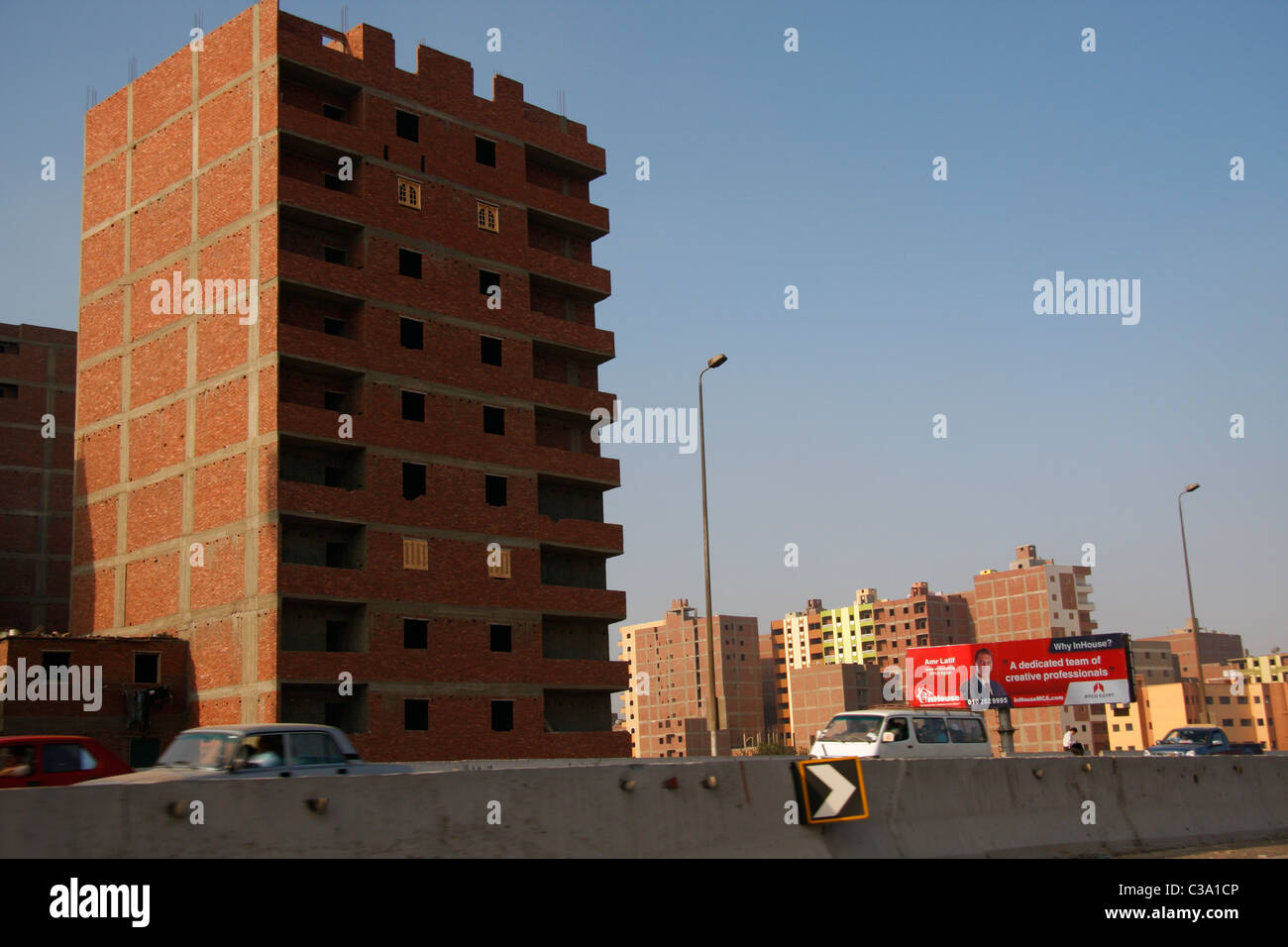 Cairo's residential apartment buildings, view from motorway Stock Photo ...