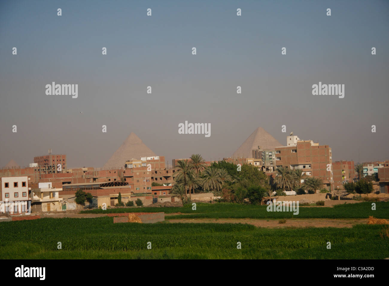 The pyramids of Giza, visible from Cairo, Egypt Stock Photo - Alamy