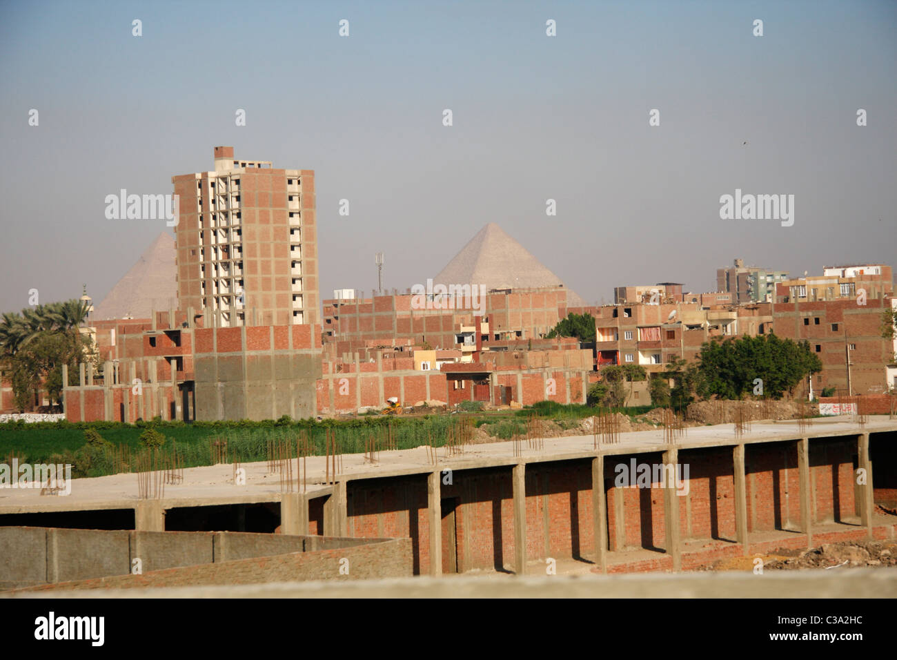 The pyramids of Giza, visible from Cairo, Egypt Stock Photo - Alamy