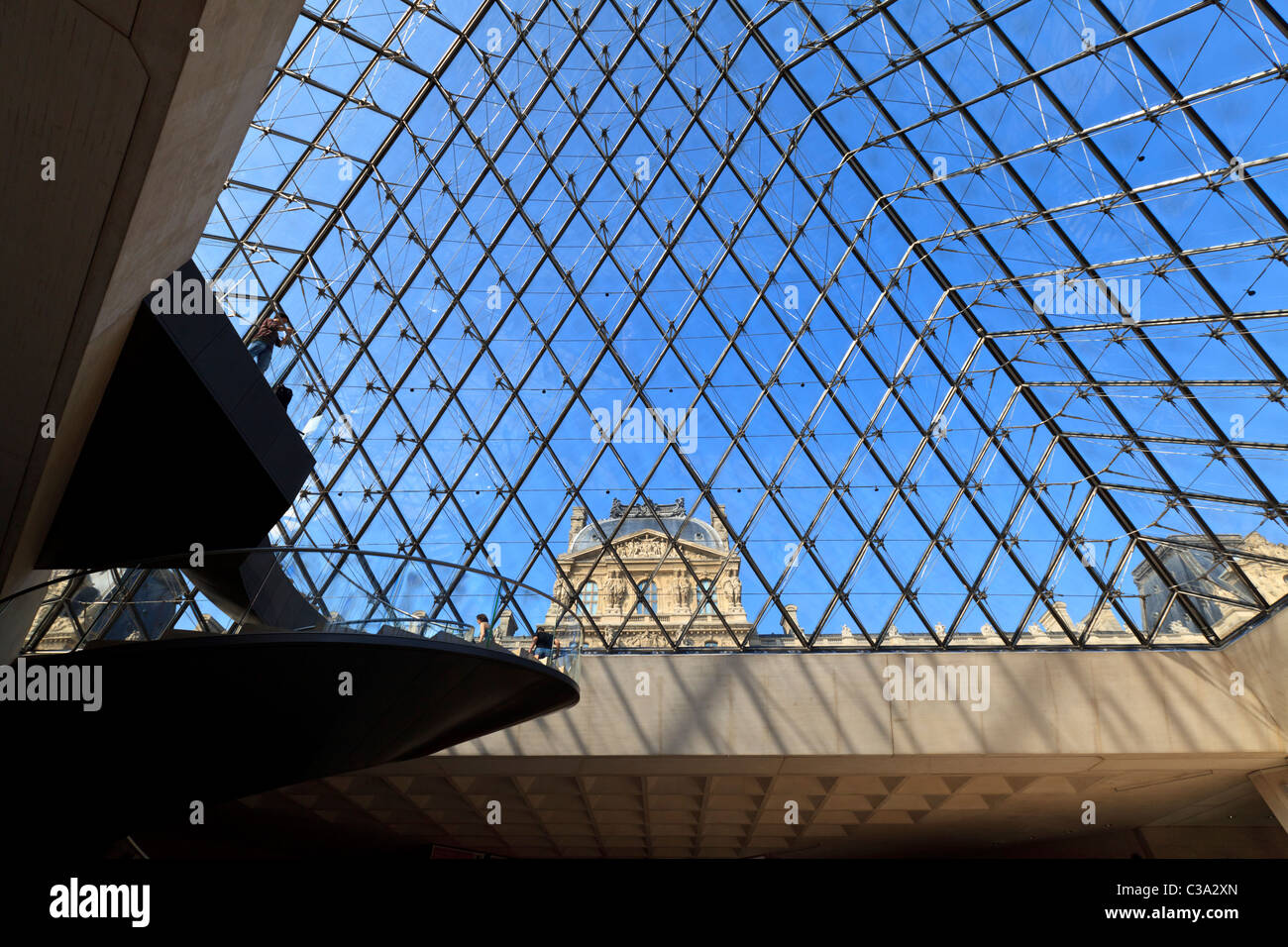Louvre inside pyramid hi-res stock photography and images - Alamy