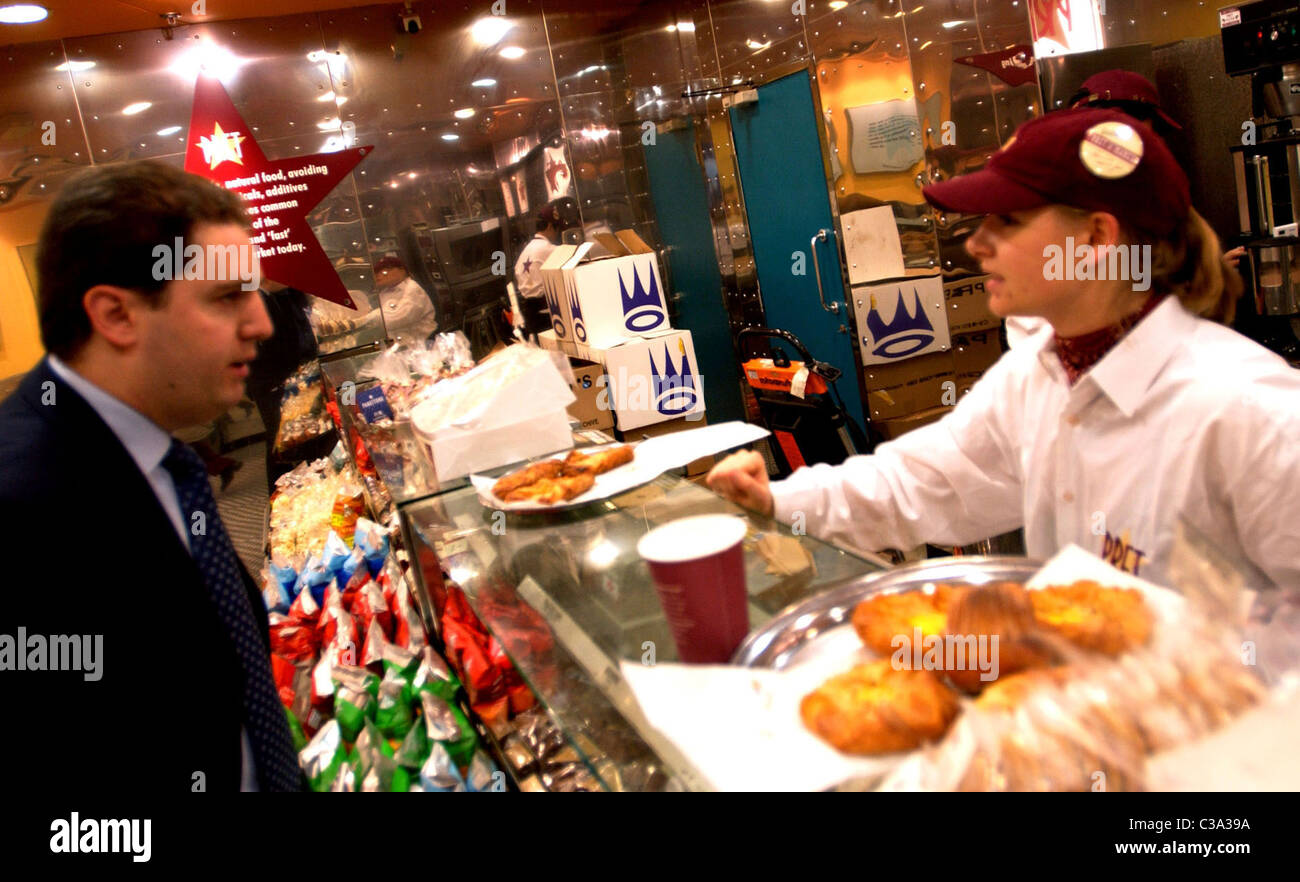 Picture shows a customer being served in a Pret a Manger store Stock ...