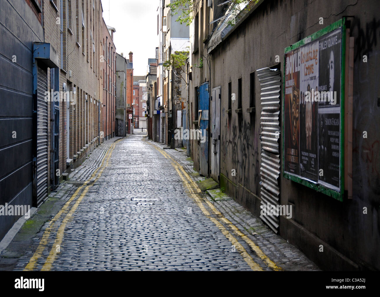 A back alley, behind all the shops. The place is a kind of run down and ...