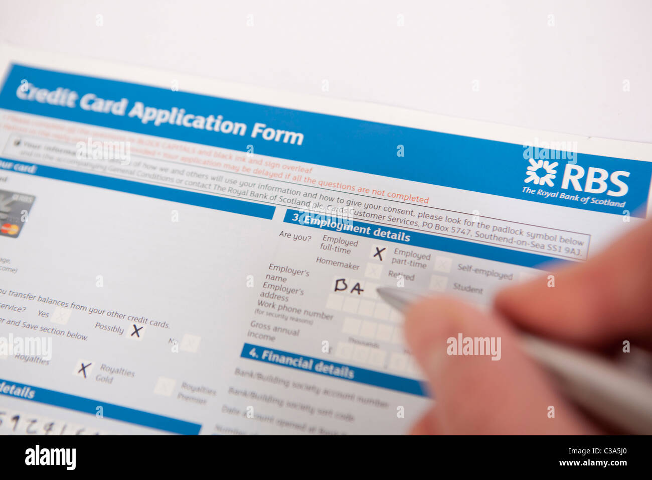 Illustrative image of a person applying for an RBS credit card Stock ...