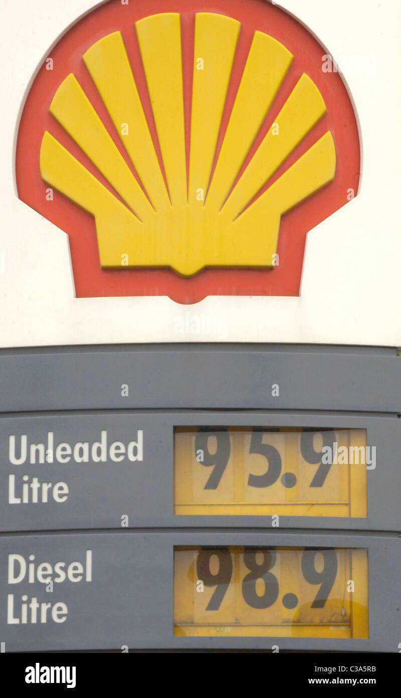 A Shell petrol price board from 2006 Stock Photo - Alamy