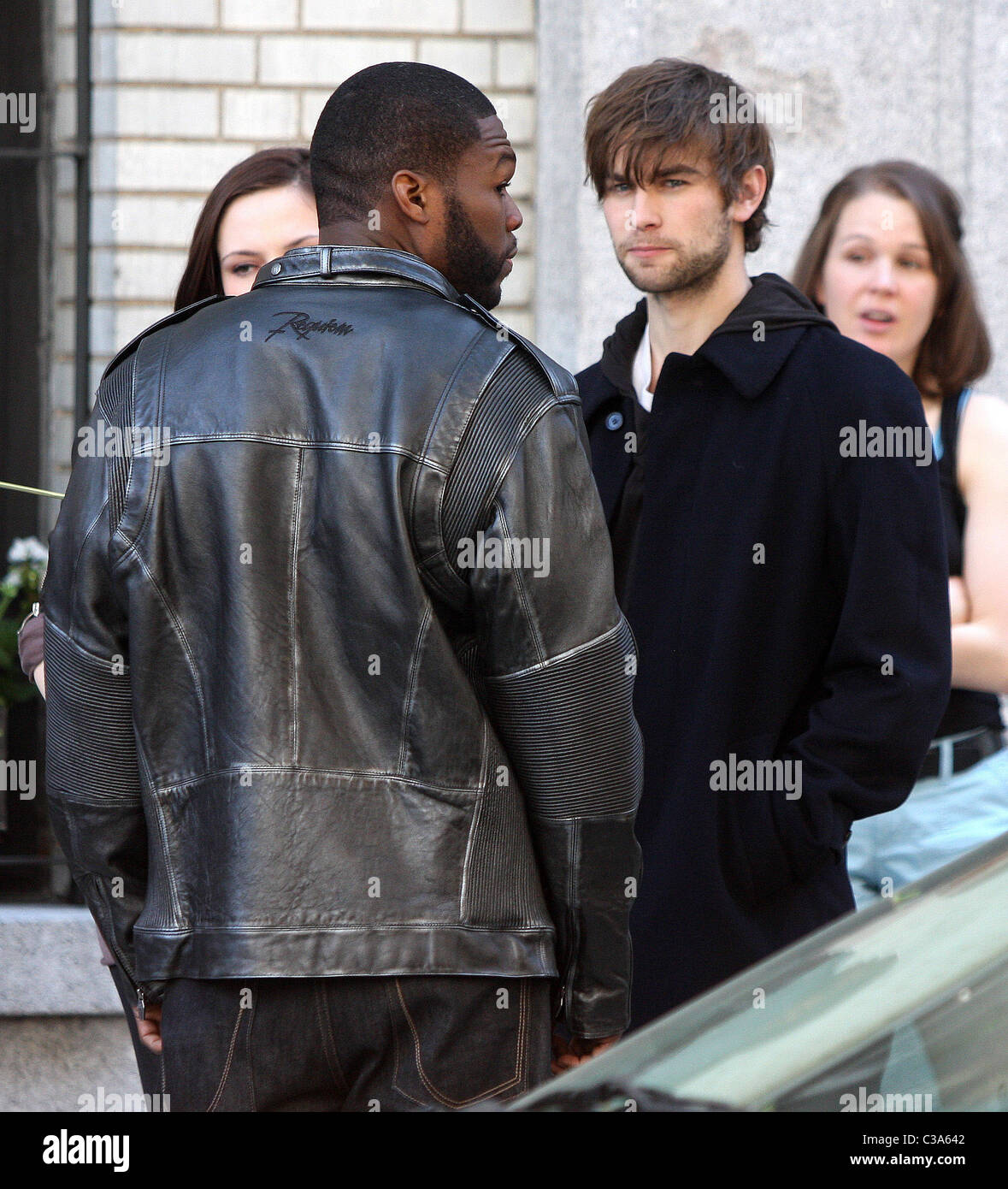Chace Crawford and 50 Cent, aka Curtis Jackson, on the film set of ...