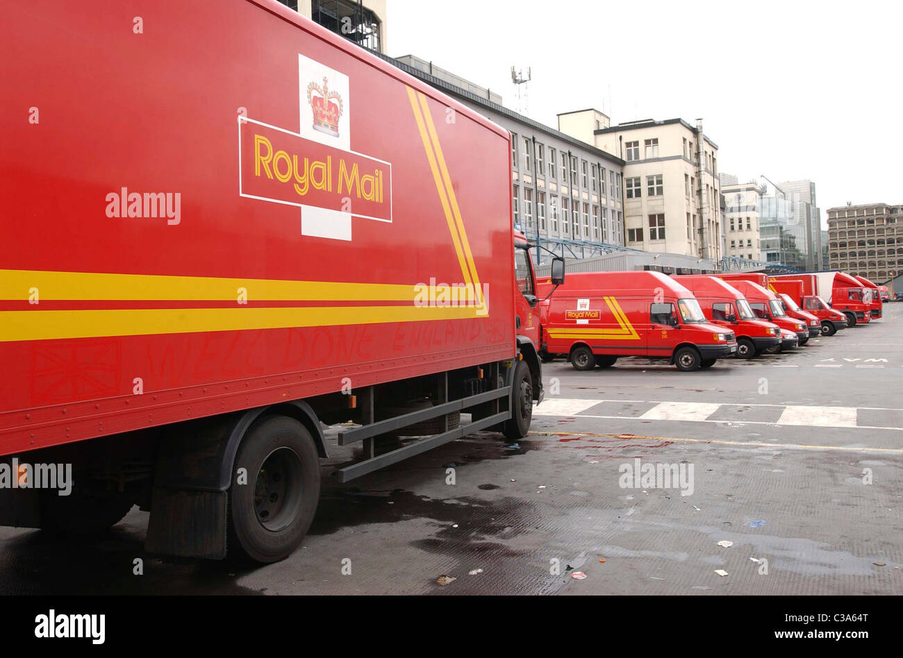 Royal Mail delivery vans at a depot in Central London Stock Photo - Alamy