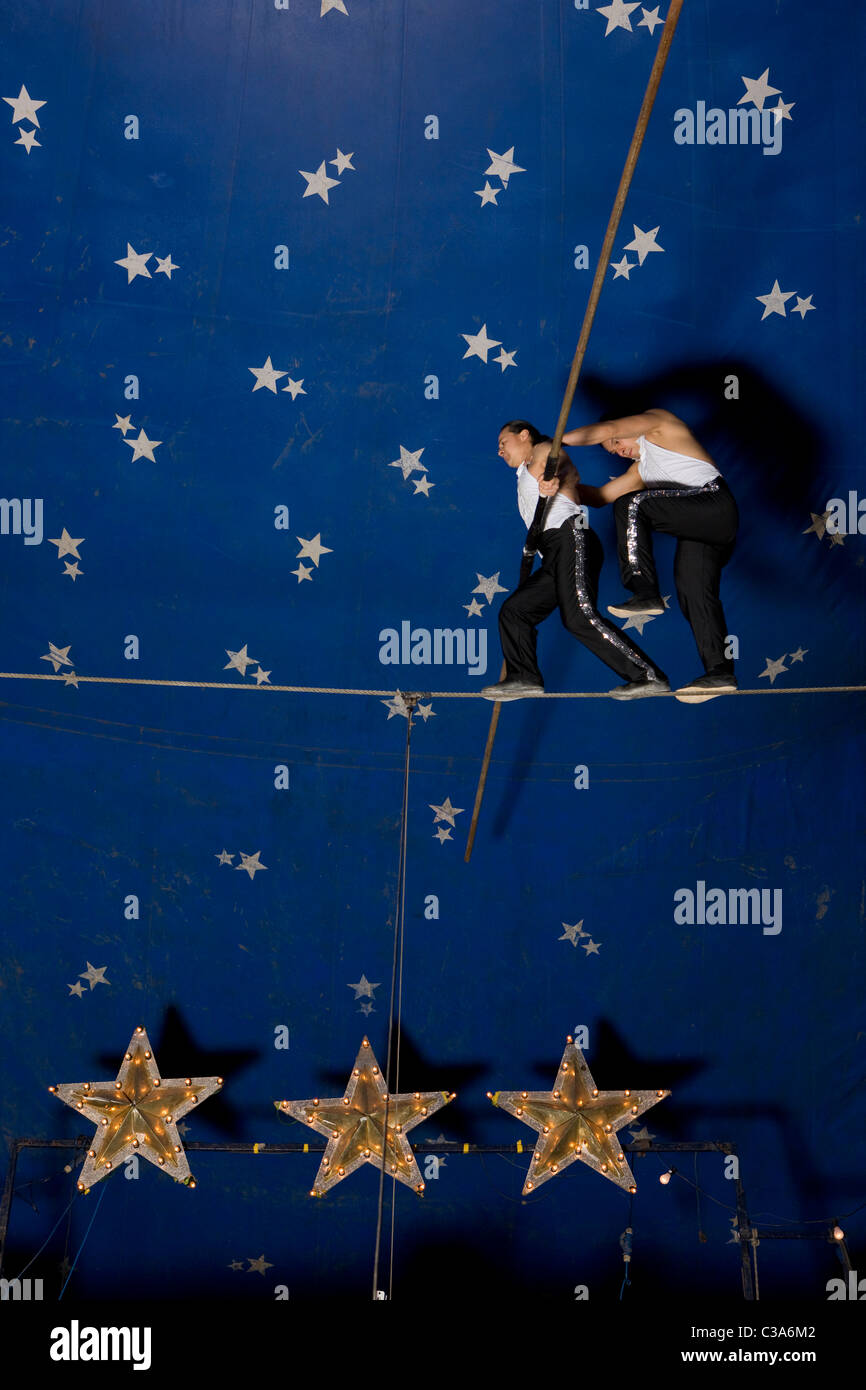 Hi Wire Circus Act Stock Photo - Alamy