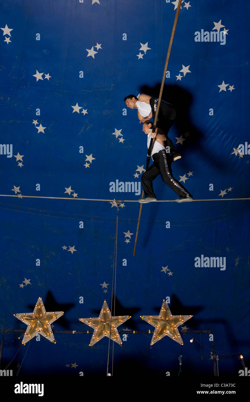 Hi Wire Circus Act Stock Photo - Alamy