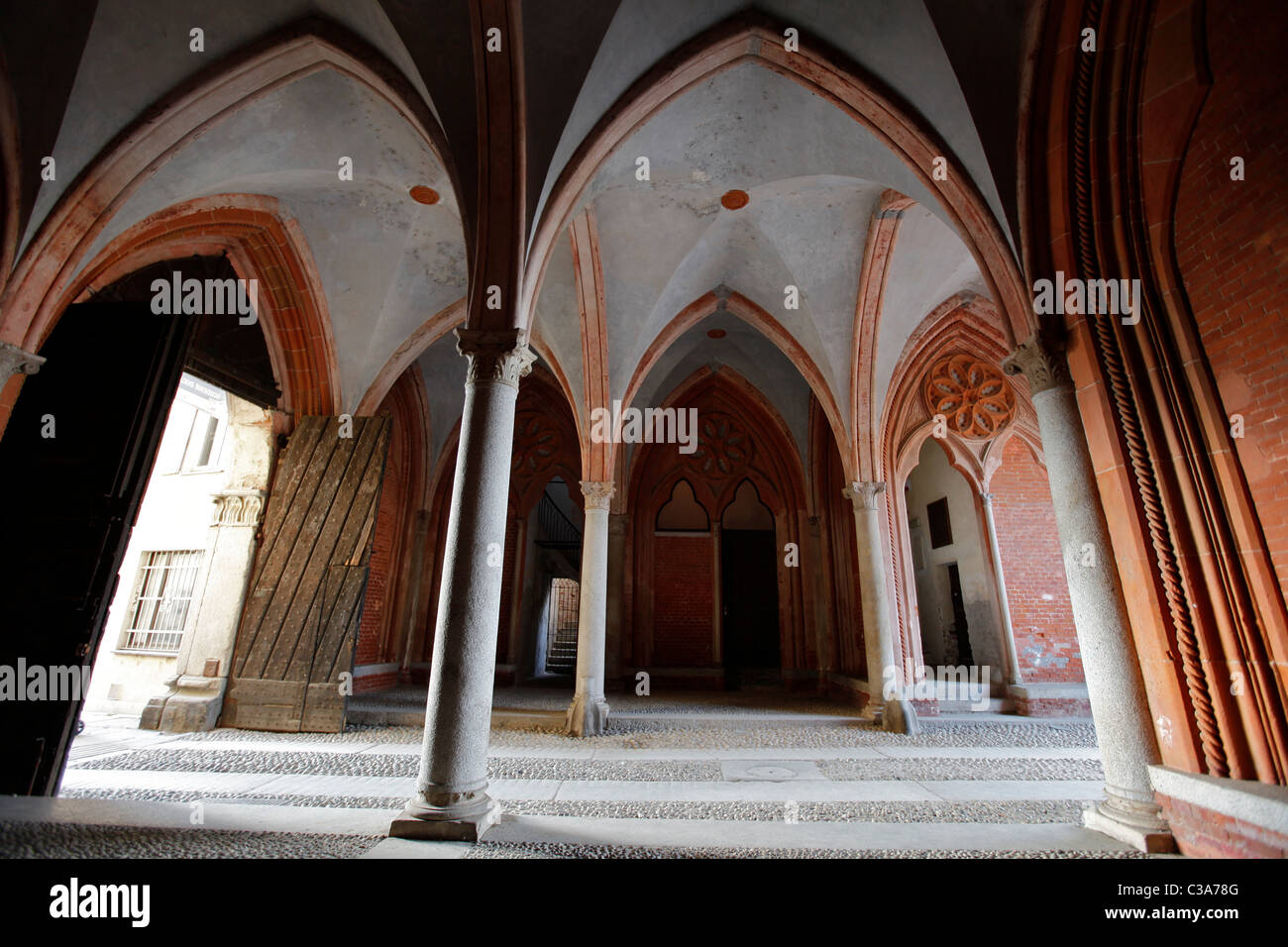 One of the entrances into the Vigevano Castle Stock Photo - Alamy