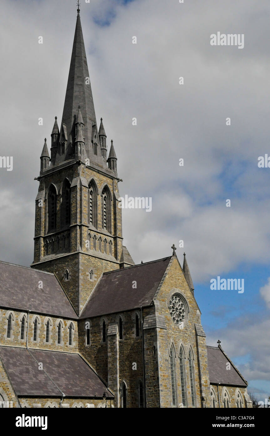 St. Mary's Cathedral, (Killarney, Ireland) in front of a white cloudy ...