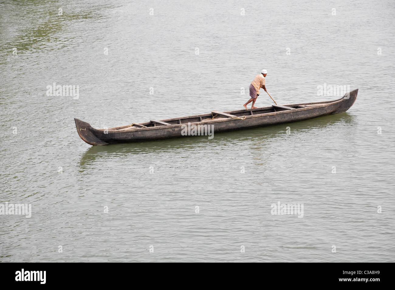 India, Kerala backwaters, primitive transport boats Stock Photo - Alamy