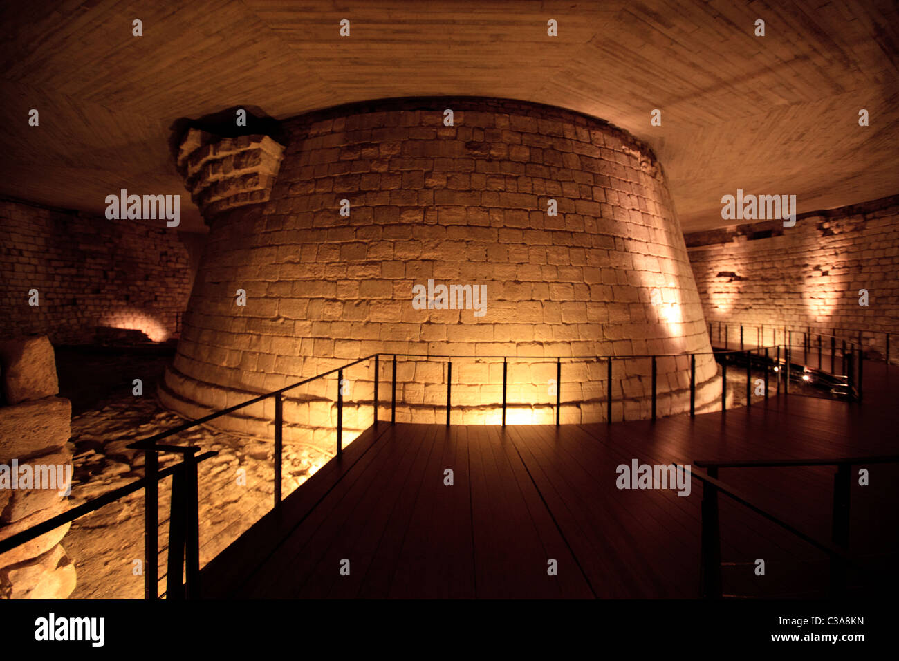 Foundations of the medieval fort that exists under the Louvre Museum ...