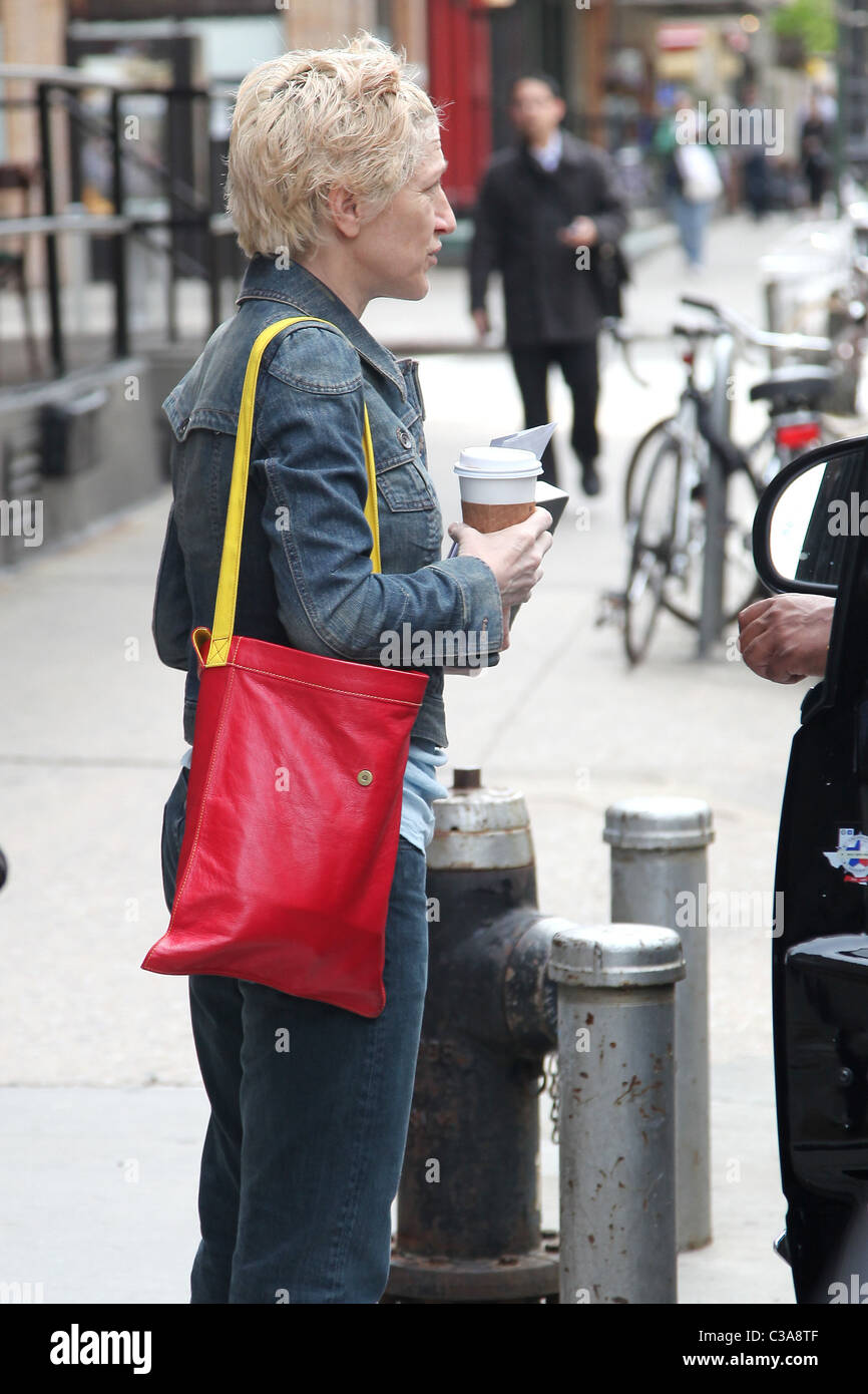 The Sopranos' co-star Edie Falco enjoying coffee while out and about in ...