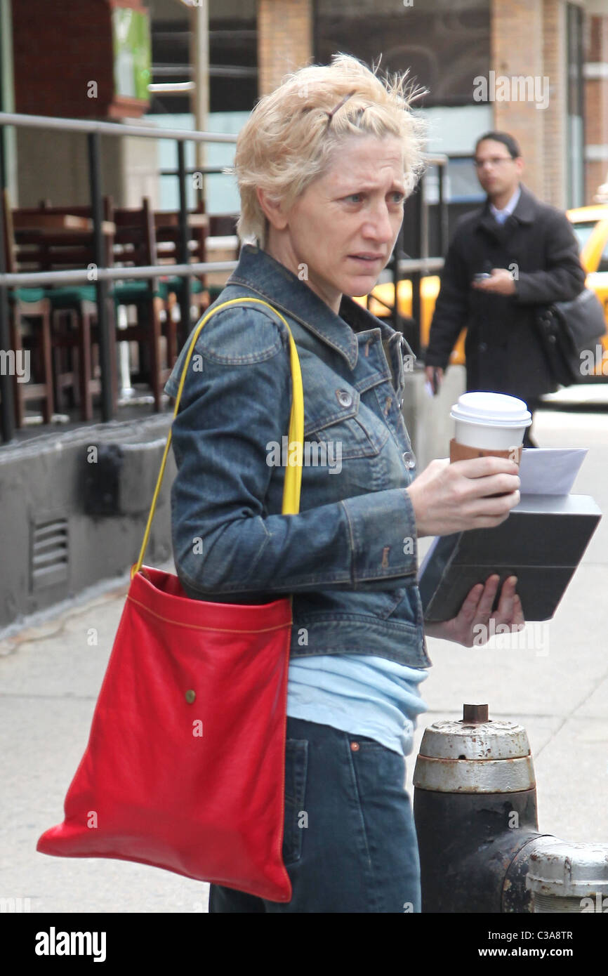 The Sopranos' co-star Edie Falco enjoying coffee while out and about in ...