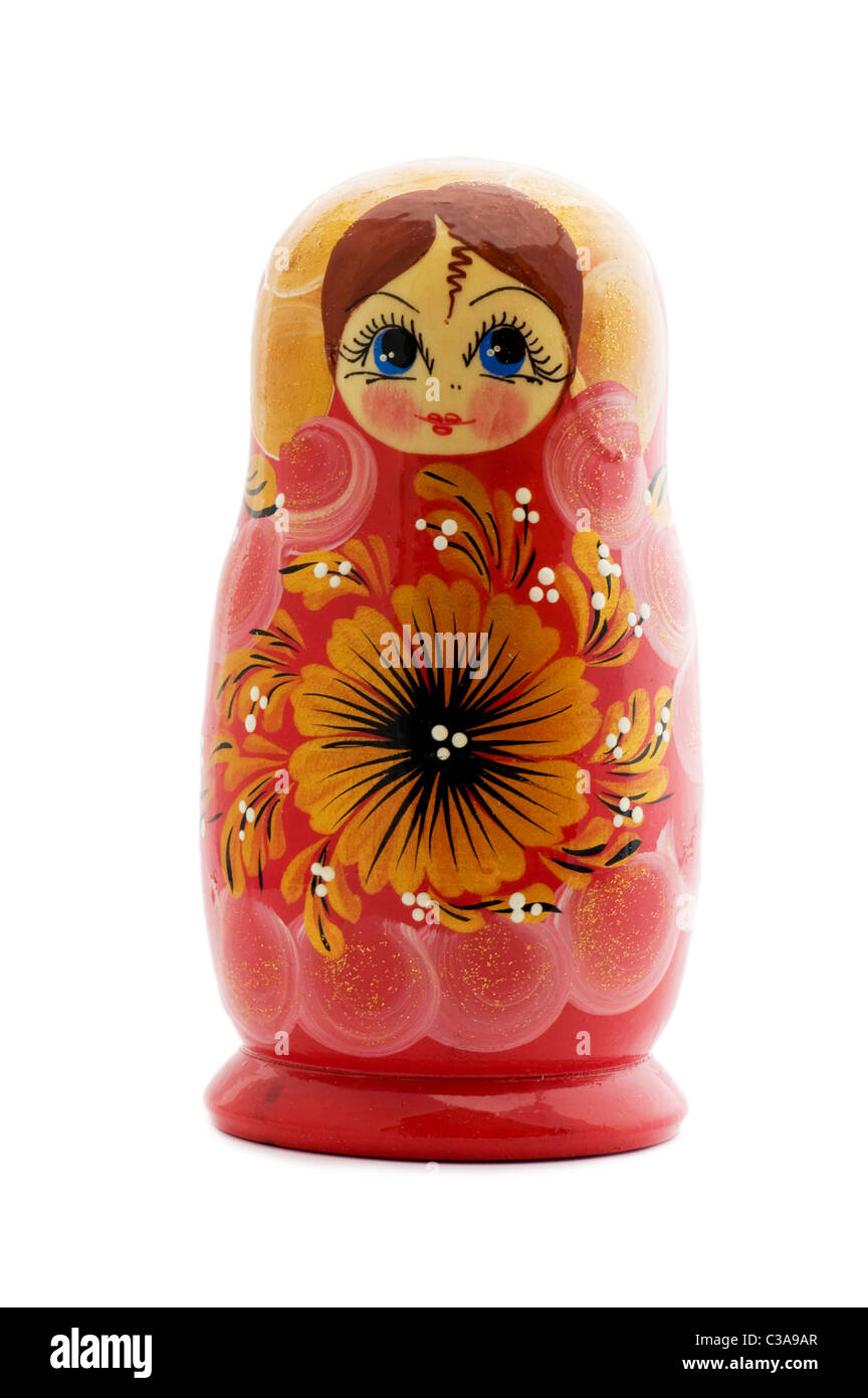 object on white - toy wooden doll matrioshka Stock Photo - Alamy