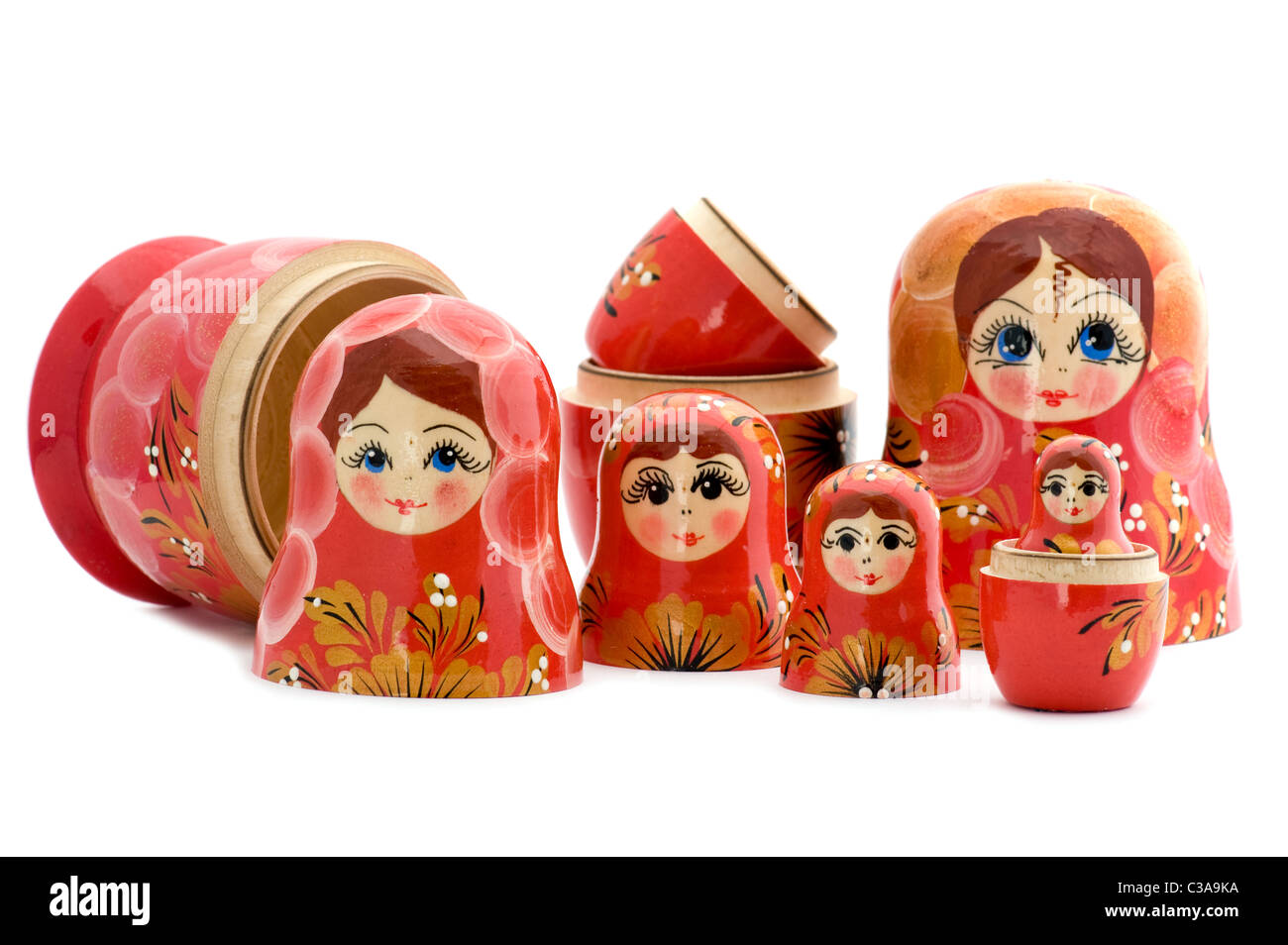 object on white - toy wooden doll matrioshka Stock Photo - Alamy