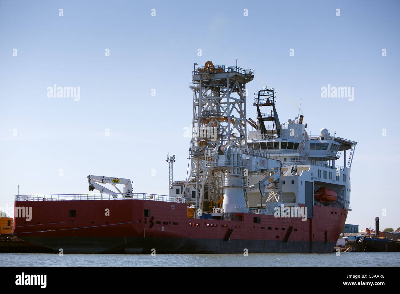 Deep water well intervention vessel "Sarah" alongside quay at Montrose ...