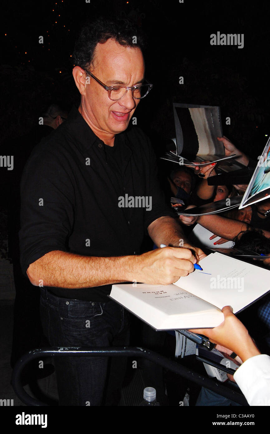 Tom Hanks signs autographs for waiting fans outside the Geffen ...
