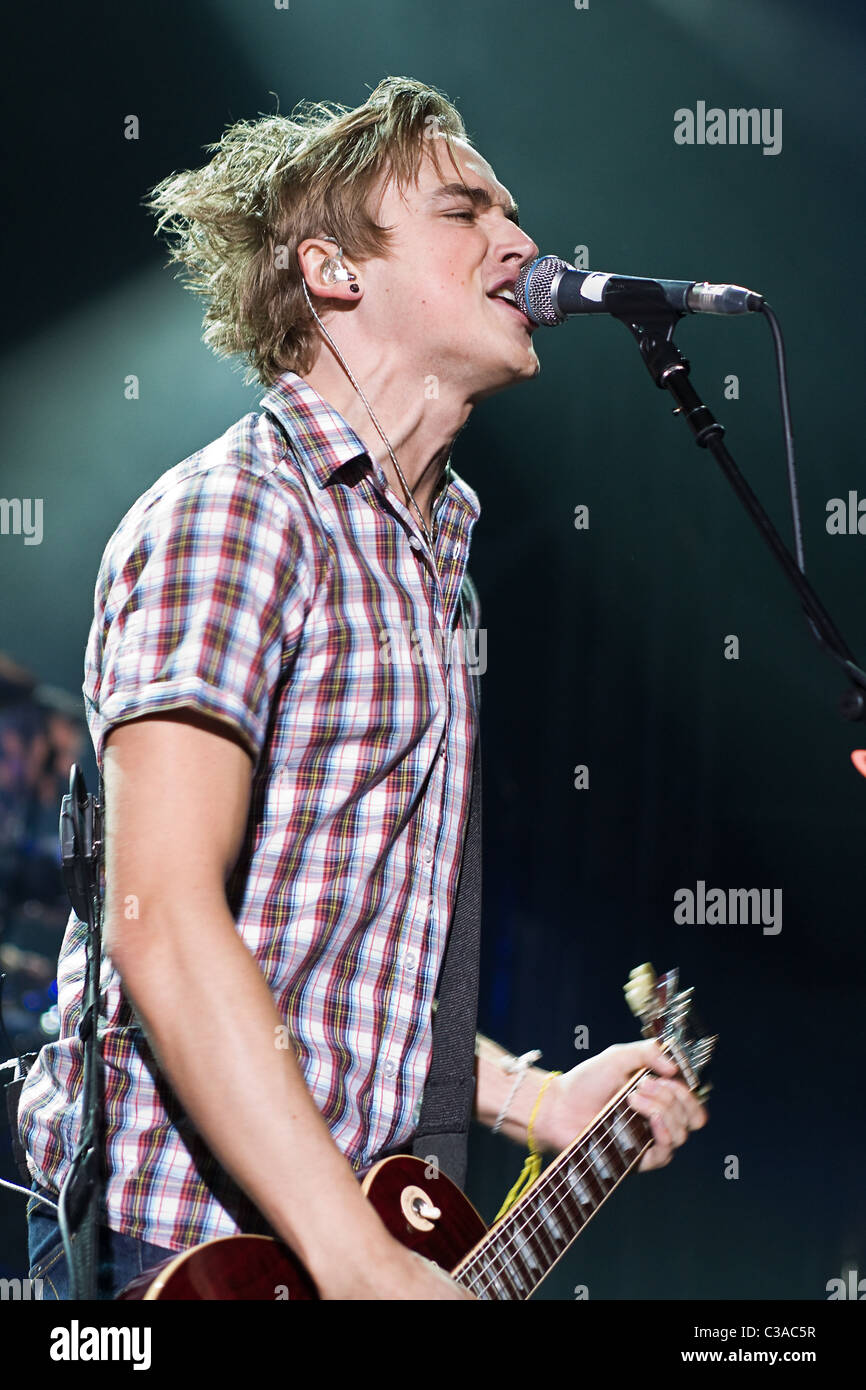 Tom Fletcher McFly performing at the Hammersmith Apollo London, England ...