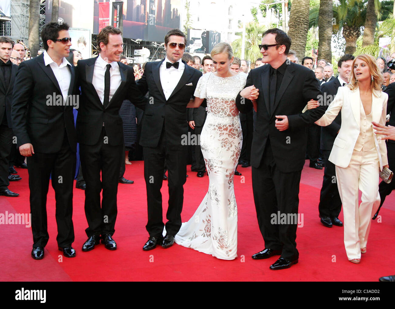 Diane Kruger and Brad Pitt, Melanie Laurent, Quentin Tarantino 2009 Cannes International Film ...