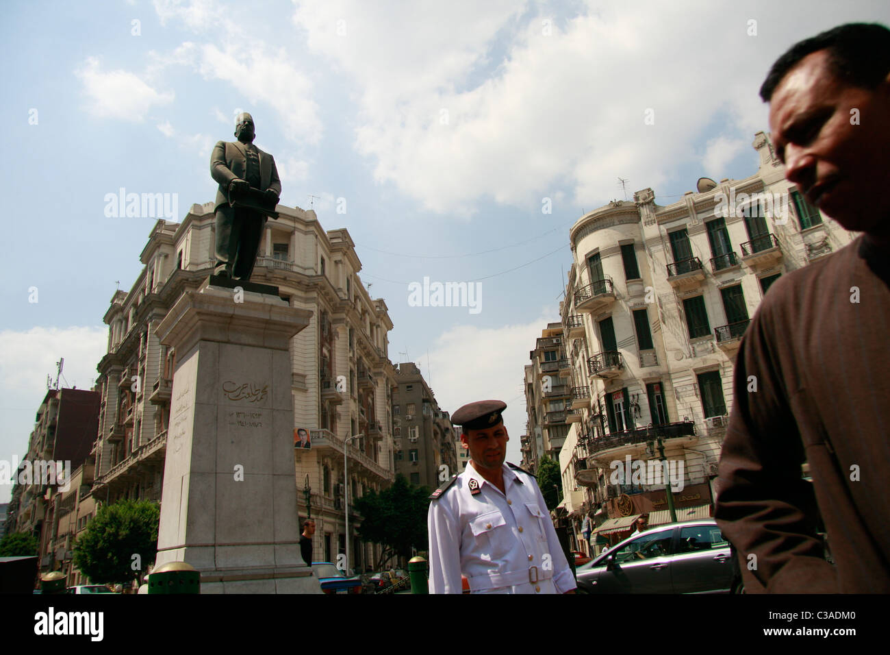 Midan Talaat Harb with the statue of Talaat Harb, the founder of the ...