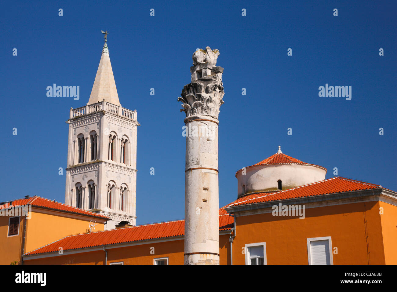 Zadar, tower (left) of st. Donat church in Croatia Stock Photo - Alamy
