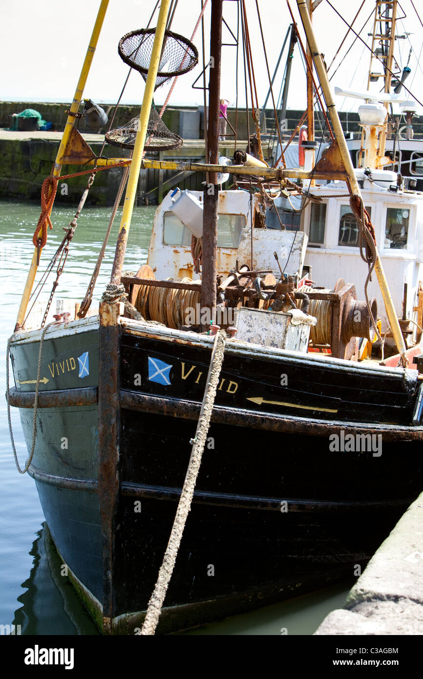 Fishing trawler "Vivid" alongside Gourdon Harbour Grampian Scotland UK ...