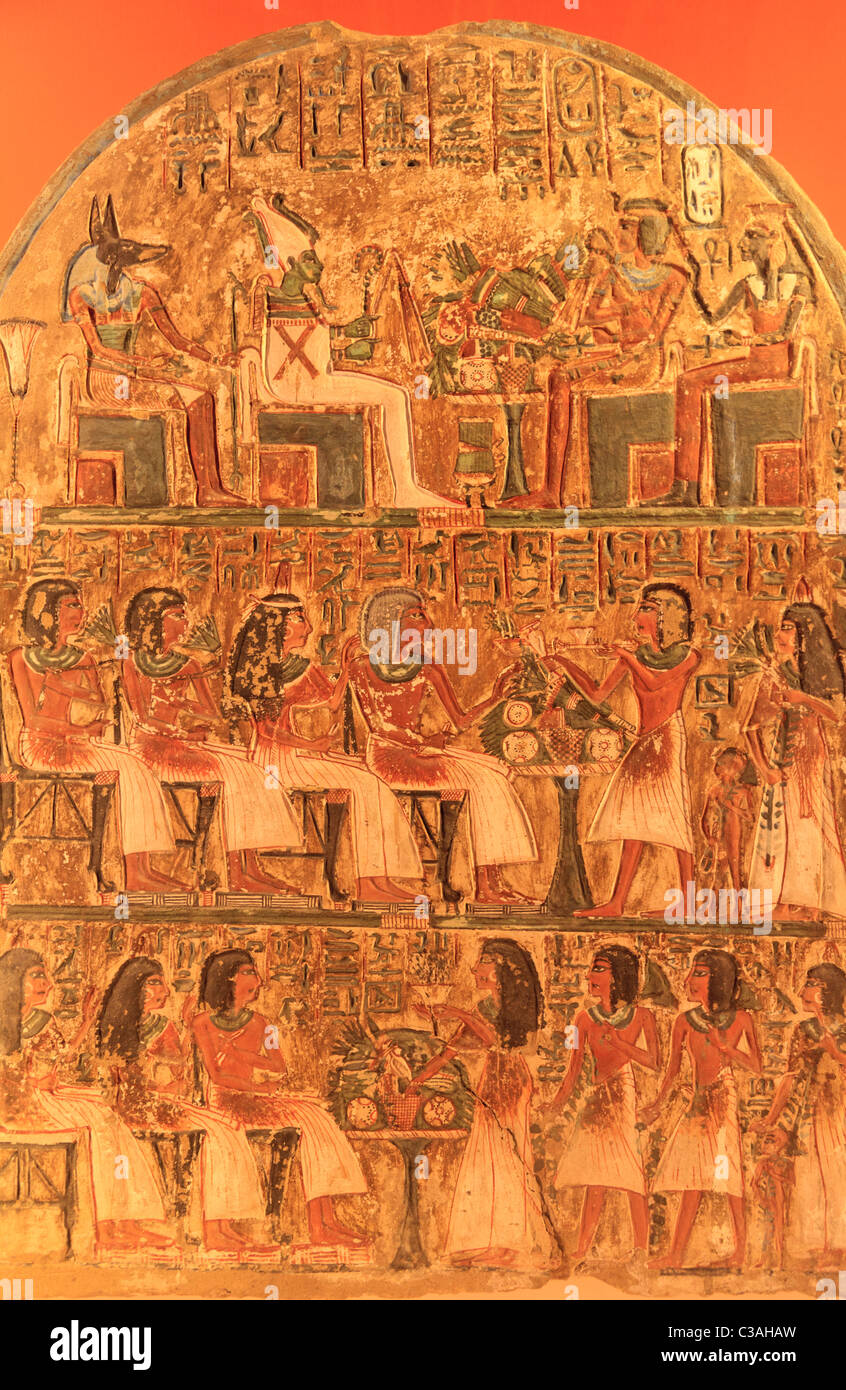 Egyptian plaster carving, Louvre Museum, Paris Stock Photo - Alamy