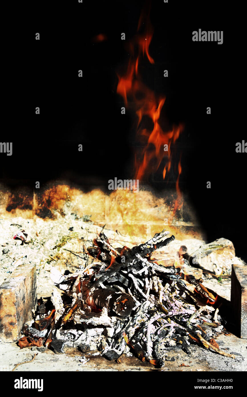 ember fire on black wall background Stock Photo - Alamy