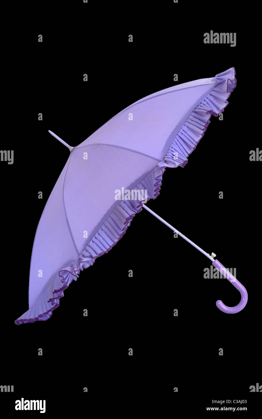 Isolated open purple rain umbrella with ruffle Stock Photo - Alamy