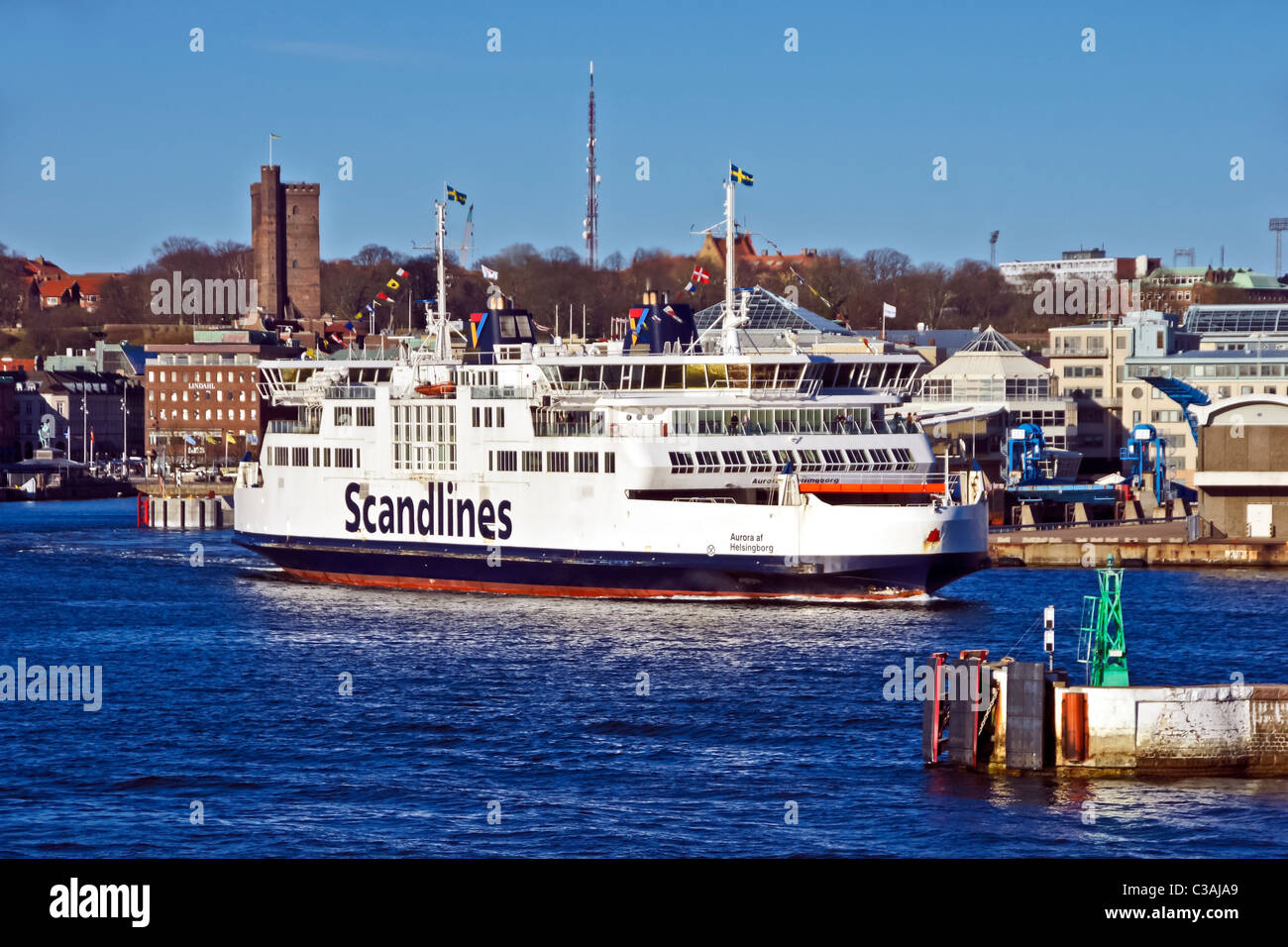 Scandlines ferry Aurora leaving Helsingborg harbour in Sweden bound for ...