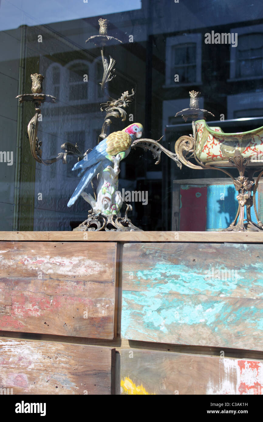 Antique shop window display, Golborne Road, Notting Hill, London ...