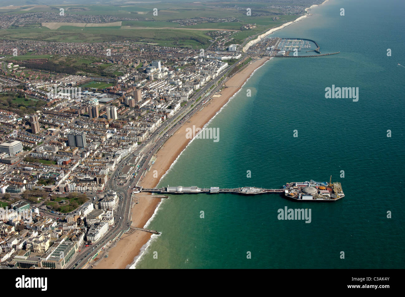 Brighton Pier and the beach and coastline from the air Stock Photo - Alamy