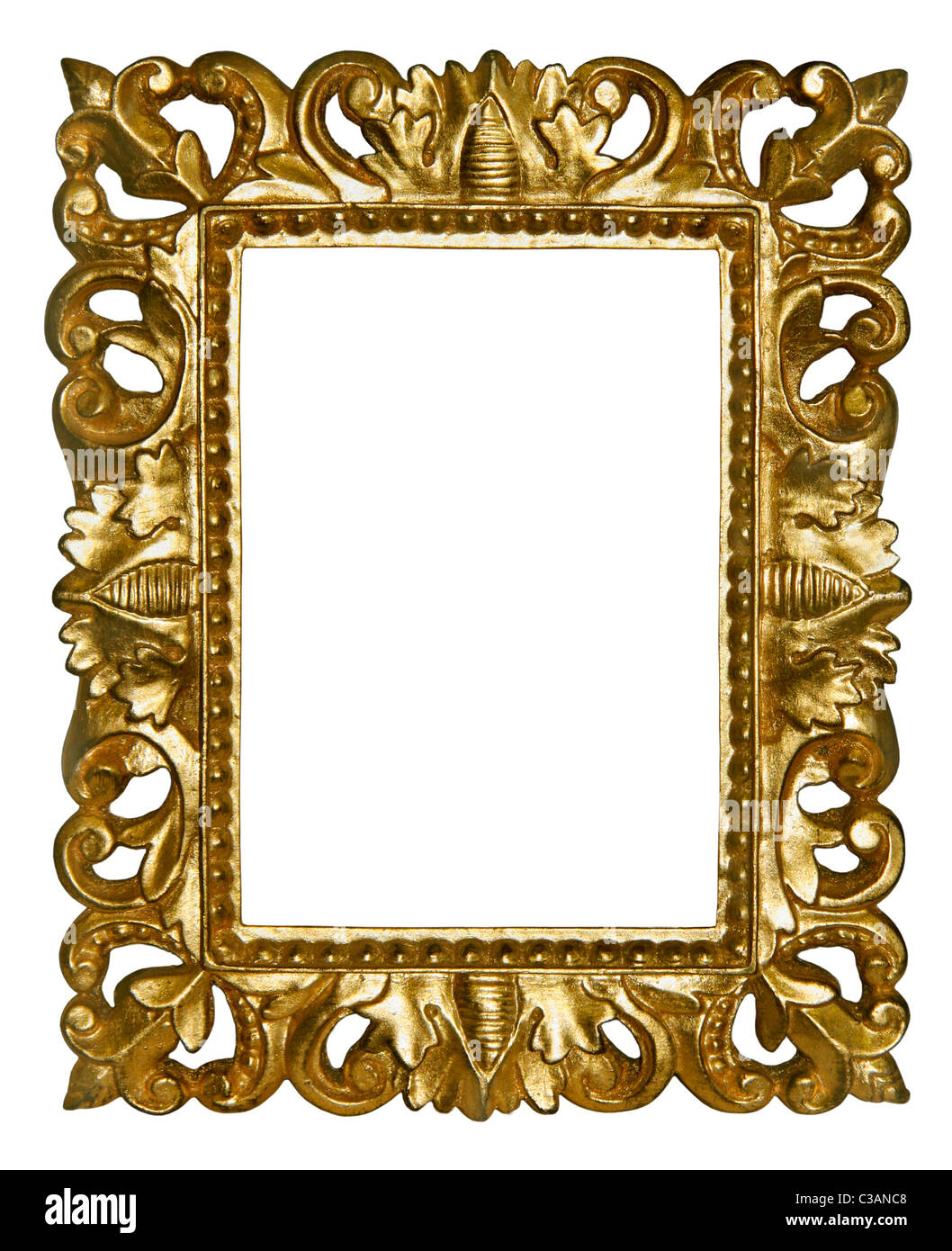 Golden frame with a beautiful carving Stock Photo - Alamy