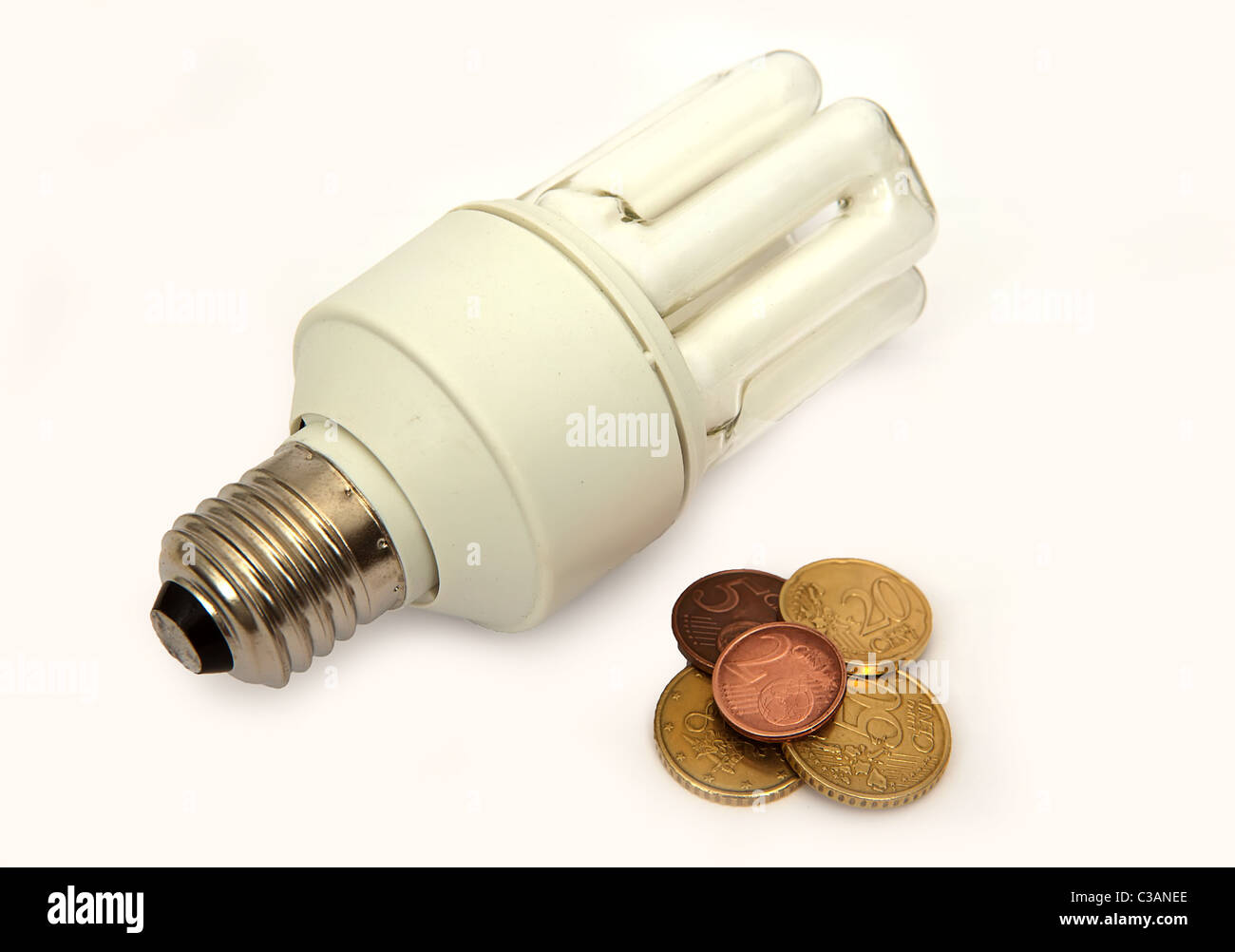 Power saving up luminescent lamp isolated on white Stock Photo - Alamy