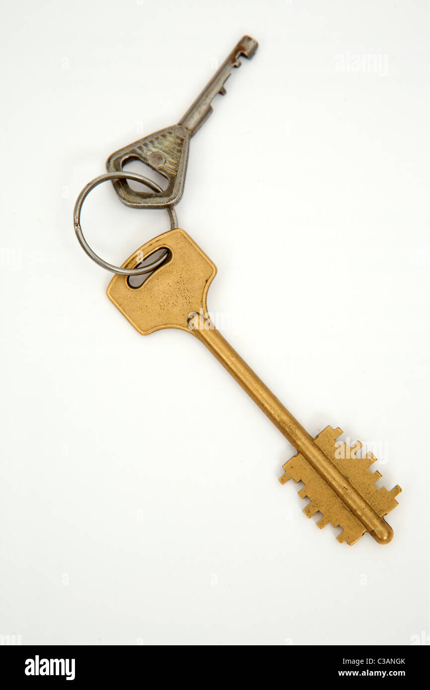 Keys on a ring isolated with white Stock Photo - Alamy